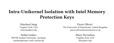 [论文分享] Intra-Unikernel Isolation with Intel Memory Protection Keys